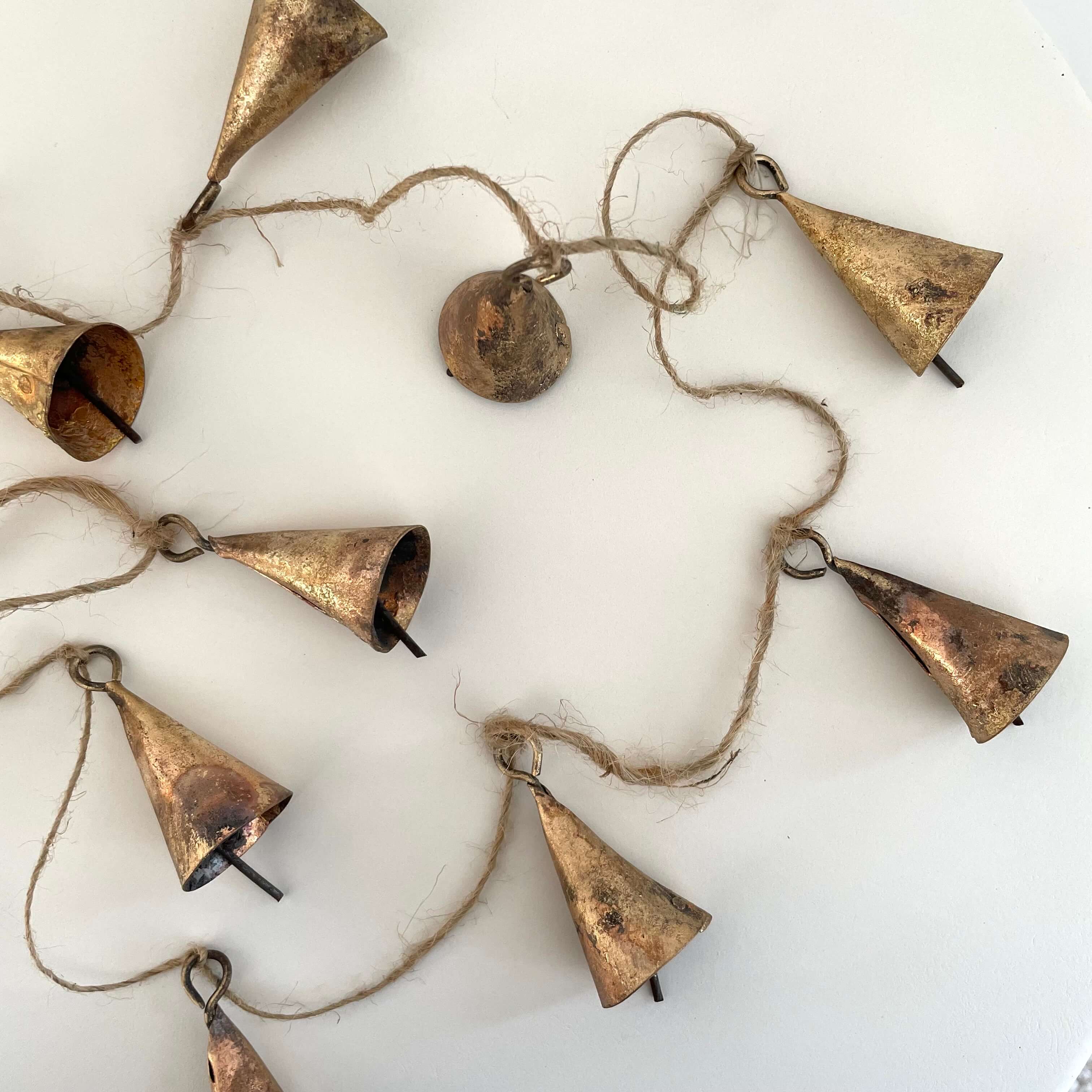 Rustic Brass Bell Garland | 6 ft Jute String Garland – Cup and Pillar ...